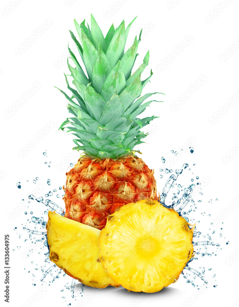 pineapple splash isolated Stock Photo | Adobe Stock