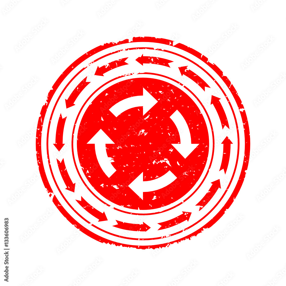 Scratched red round stamp with two circles with arrows - vector svg ...
