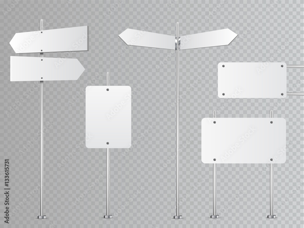 Set of blank vector road signs isolated on transparent background ...