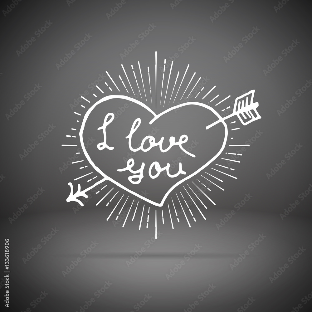 Hand written I love you phrase. Romantic card on Valentines day ...