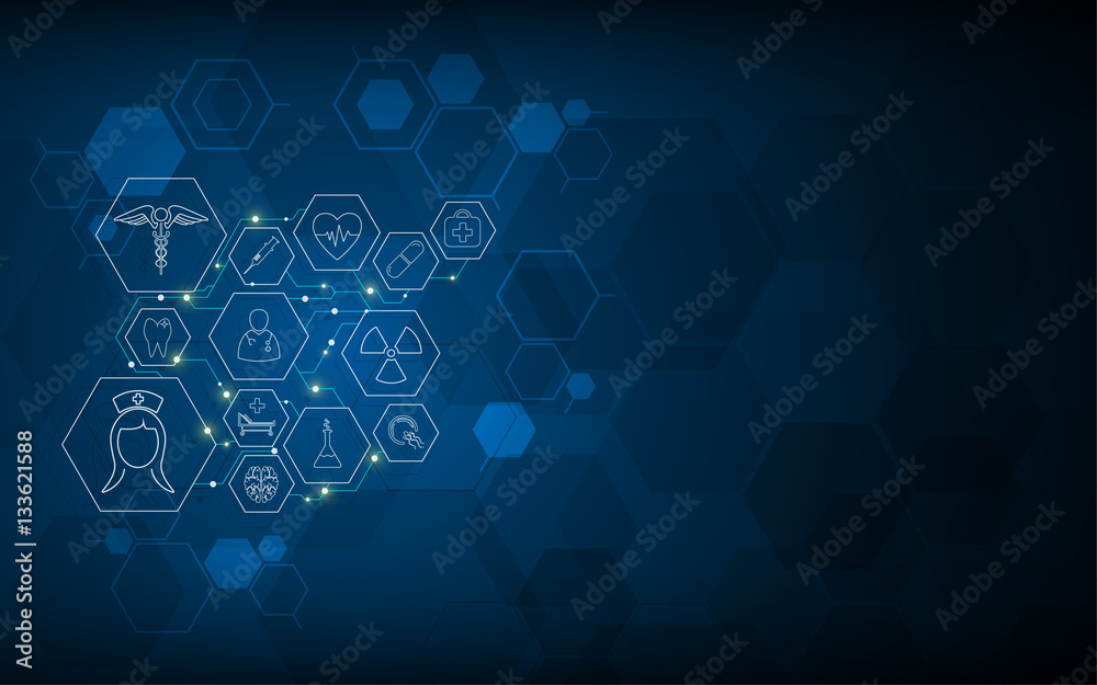 abstract hexagon molecular structure infographic of medical health care ...