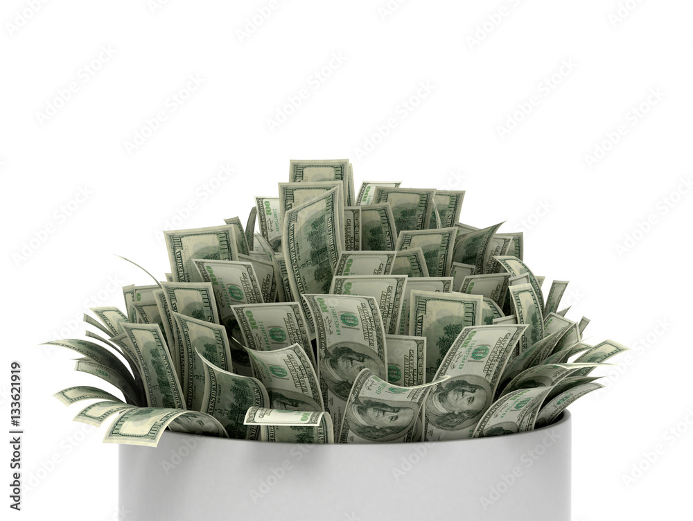 A bunch of money on a white background. 3D illustration Stock ...