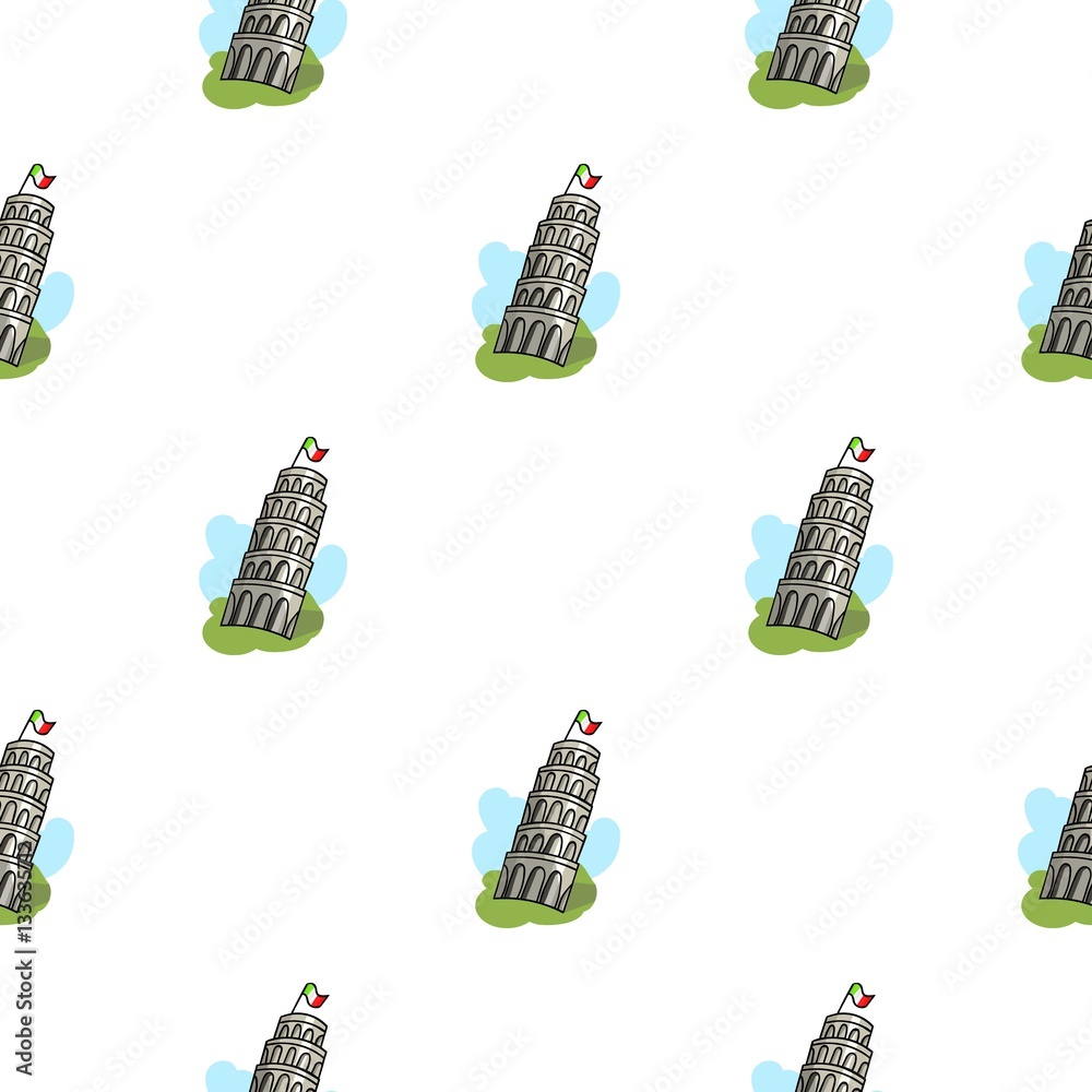 Tower of Pisa in Italy icon in cartoon style isolated on white ...