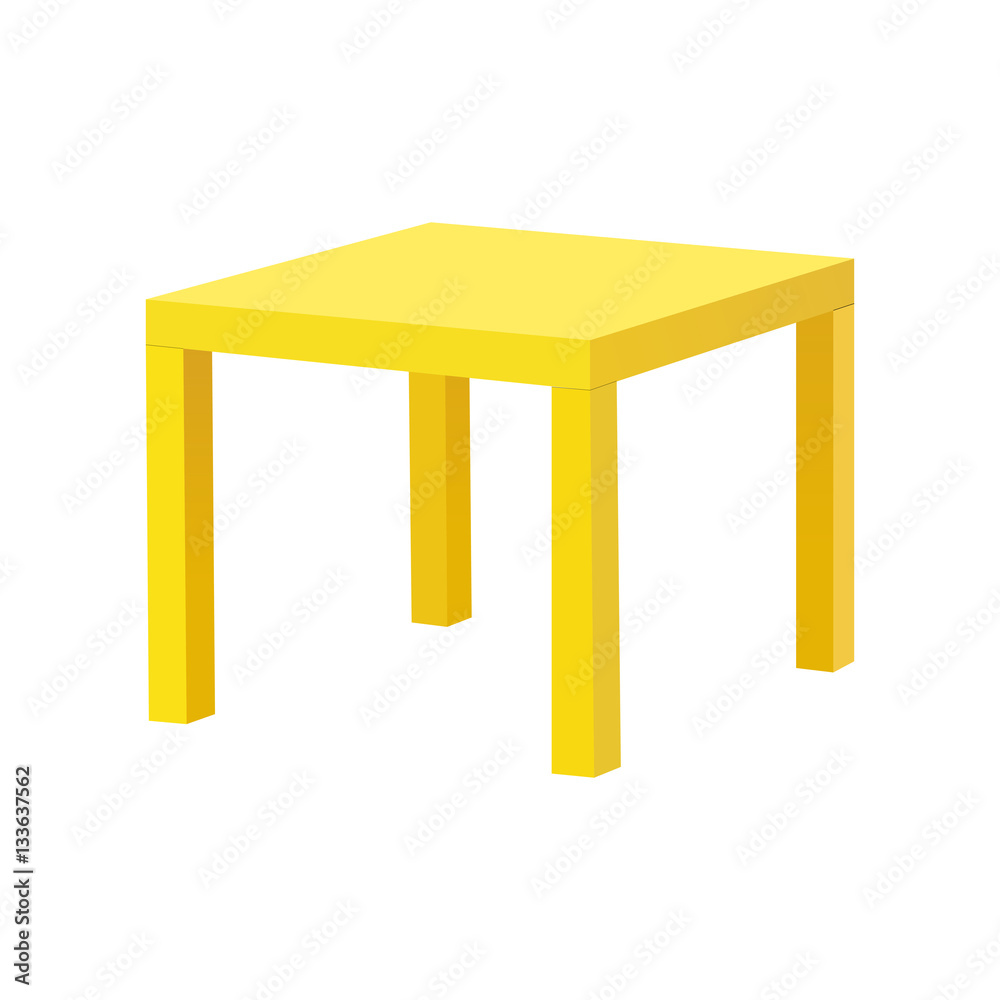 Yellow table isolated on white background. Vector illustration Stock ...