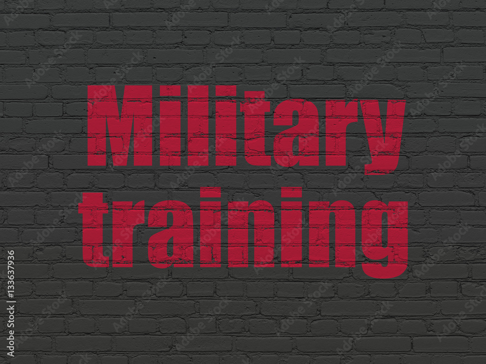 Learning concept: Military Training on wall background Stock ...