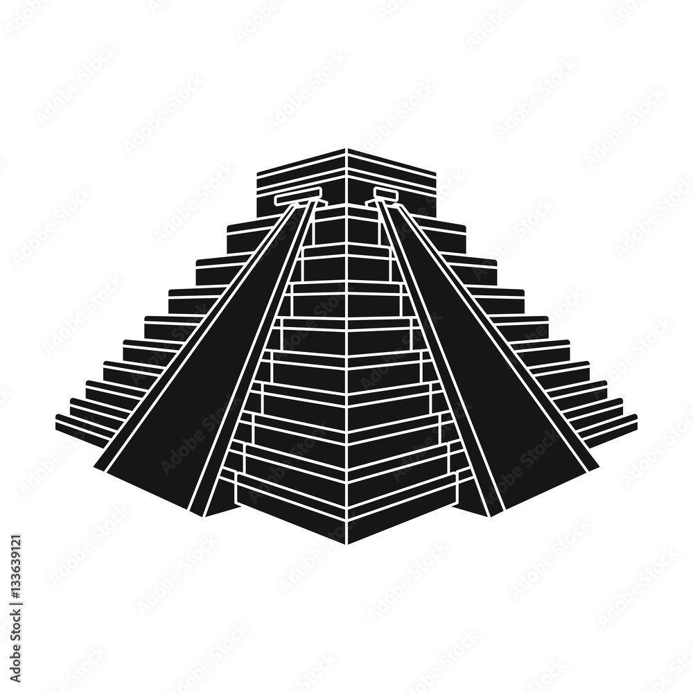 Chichen Itza icon in black style isolated on white background ...