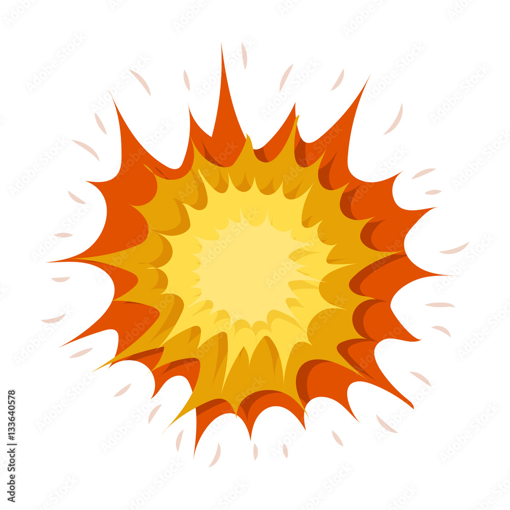 Explosion icon in cartoon style isolated on white background ...