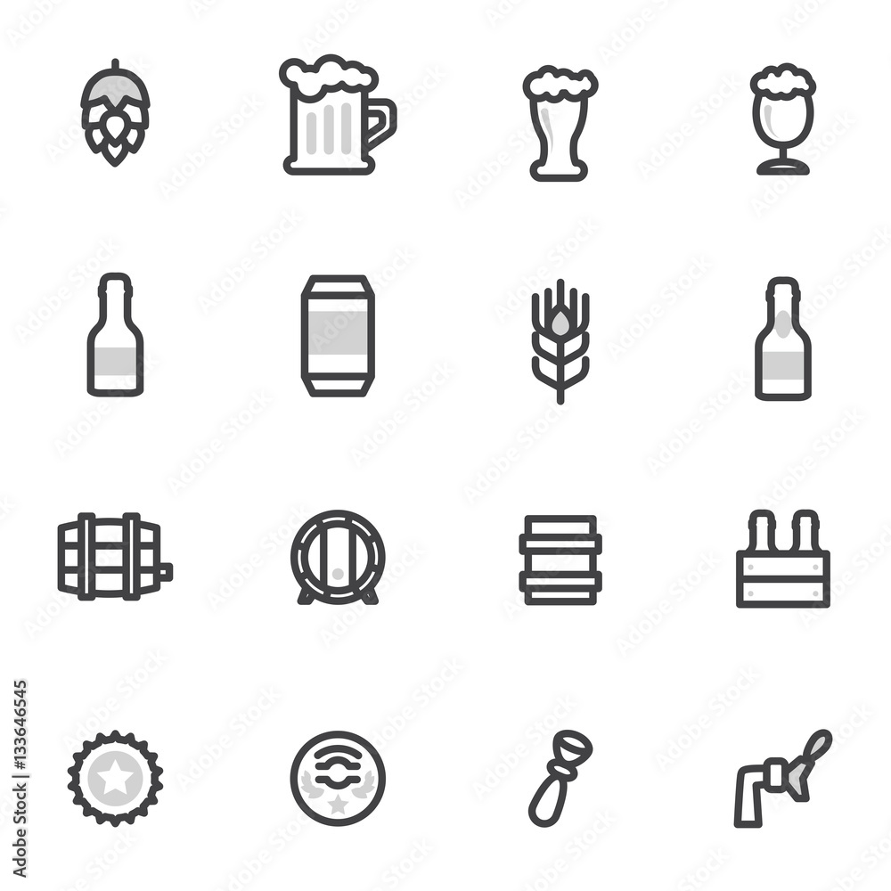 beer vector icons, labels, signs. symbols and design elements ...