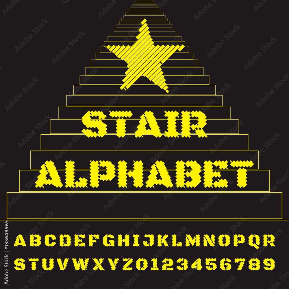 Poster Vector stair font. Stair alphabet. – Tableau | Europosters