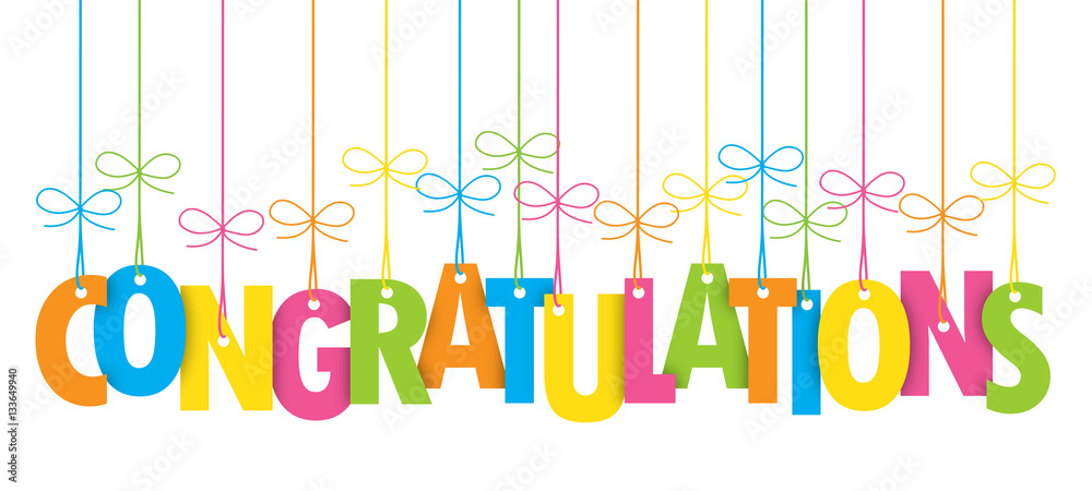 CONGRATULATIONS Colourful Suspended Letters Banner Card Stock Vector ...