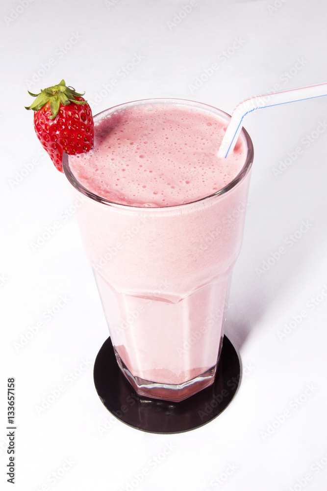 Strawberry Milkshake isolated on white background Stock Photo | Adobe Stock