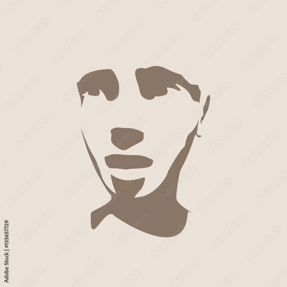 Human head silhouette. Face front view. Elegant silhouette of part of ...