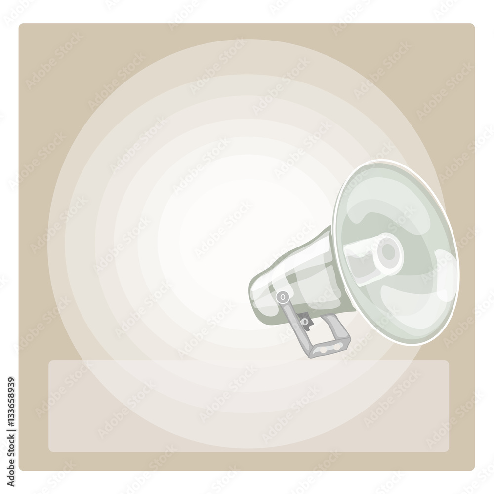 invitation card with a megaphone for your design, with circles on a ...