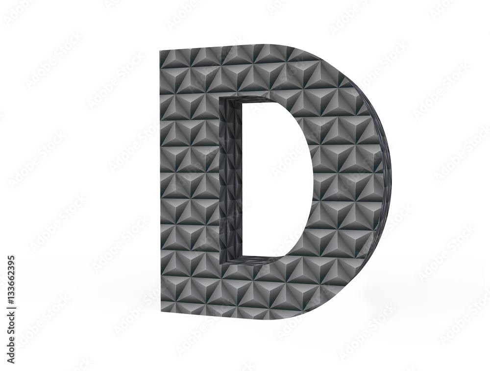 Metallic Letter D with Diamond-cut Pattern Isolated in 3D Stock ...