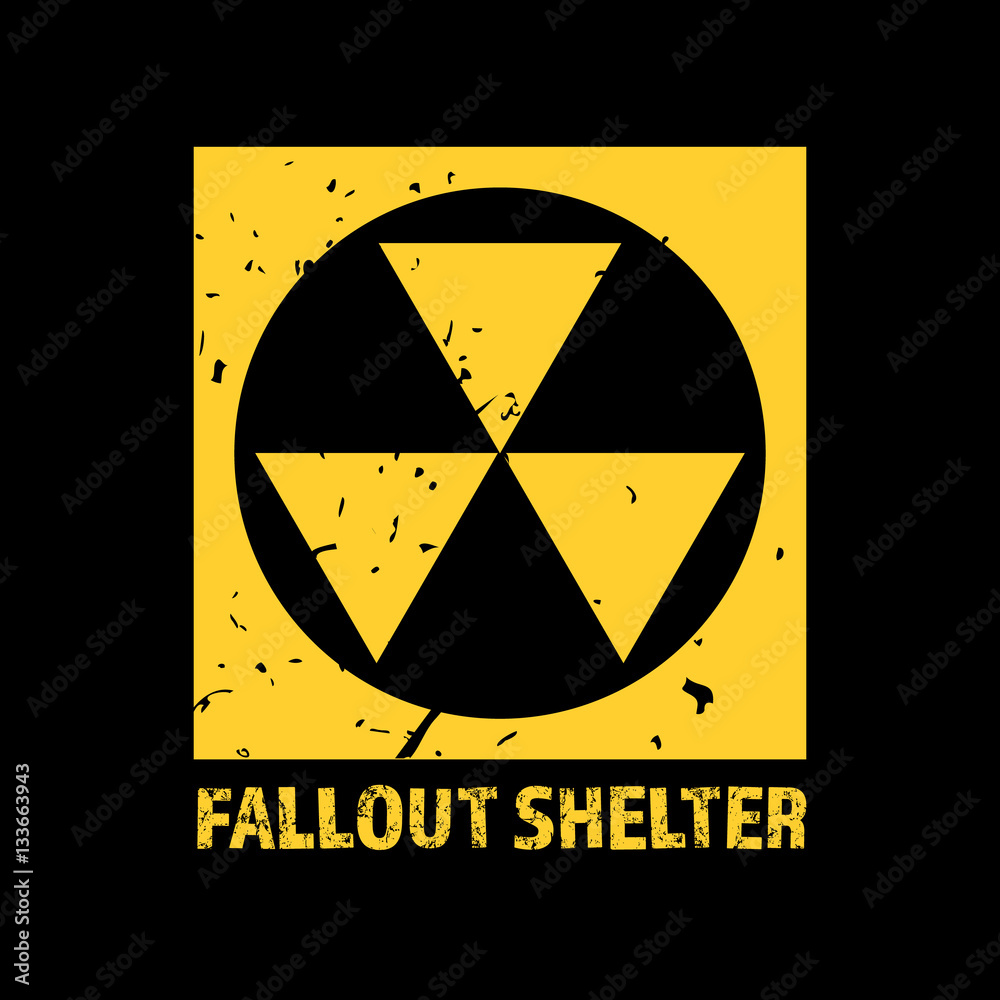Fallout Shelter. Vintage Nuclear Symbol. Radioactive Zone Sign. Vector ...