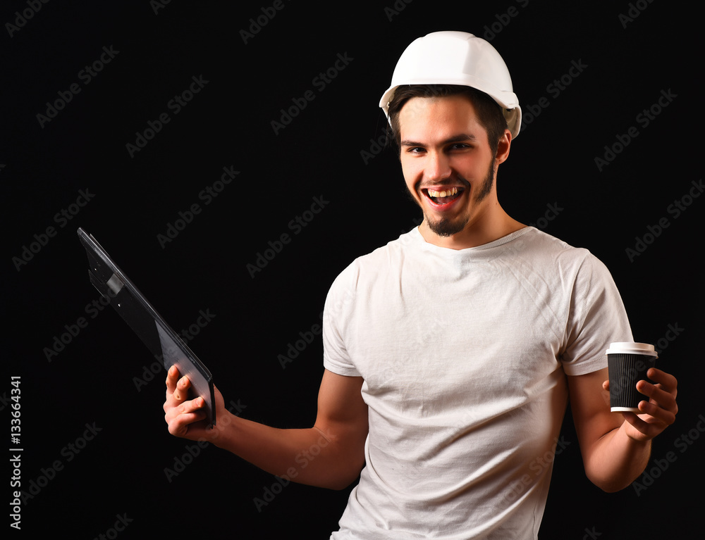 smiling handsome bearded foreman Stock Photo | Adobe Stock