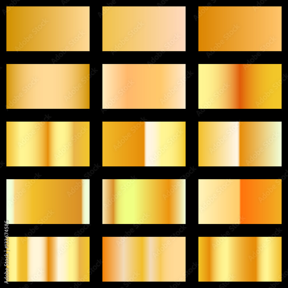 Set of gold texture gradients template for your design, vector ...