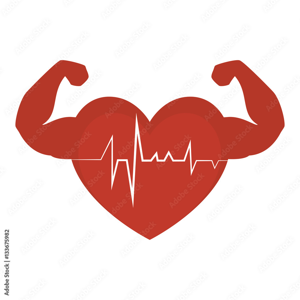 heart cardio with strong hands vector illustration design Stock Vector ...