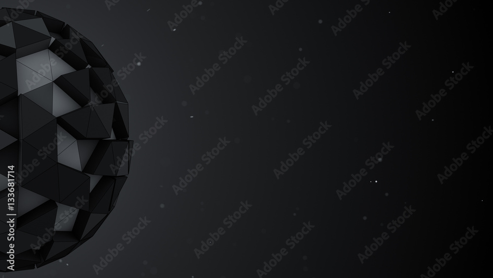 Low poly sphere and free space. Abstract 3d render illustration Stock ...