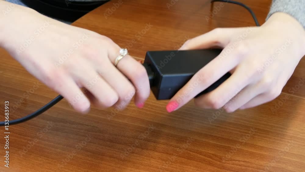 Unplugging and Plugging Cable to an Extension Cord Stock Video | Adobe ...