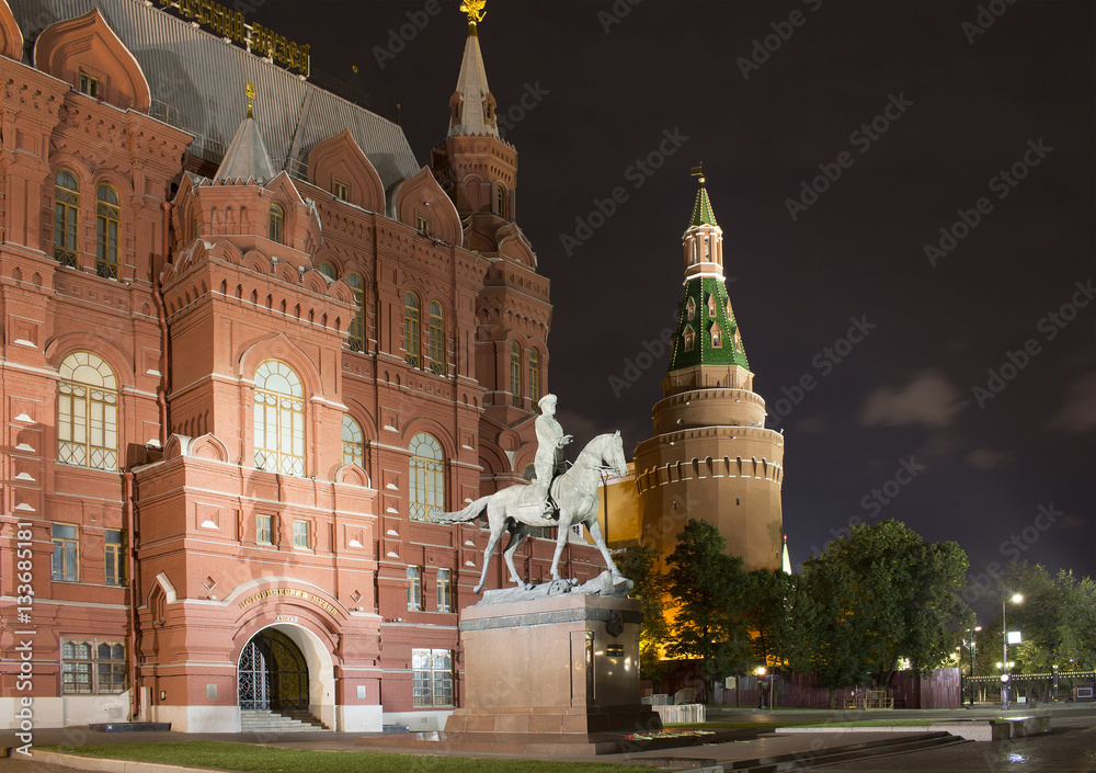 Statue of Marshall Georgy Zhukov in front of State Historical Museum in ...