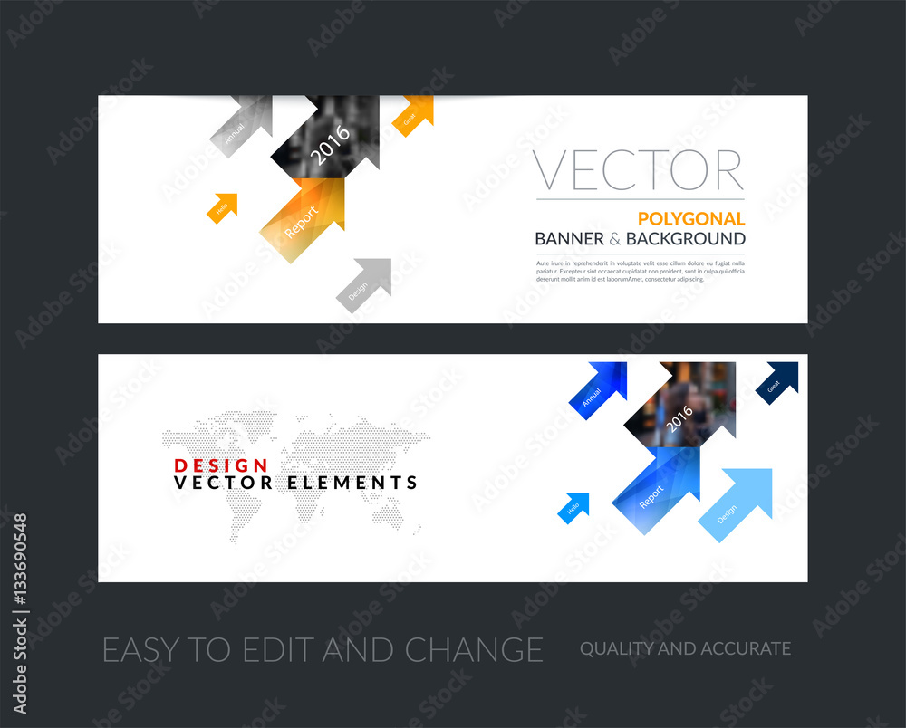 Vector set of modern horizontal website banners with diagonal po Stock ...