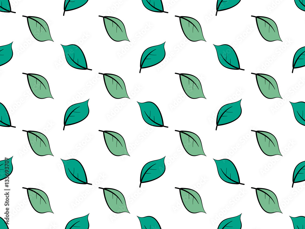Seamless green leaf pattern vector illustration. Decorative template ...