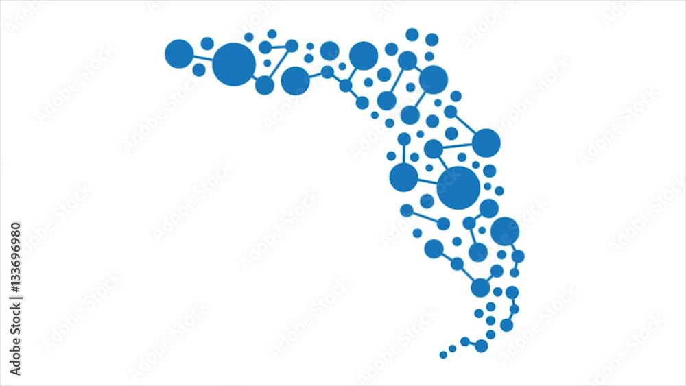 Florida Dot and Lines Map Self Built. Concept of Networking. 1080 HD ...