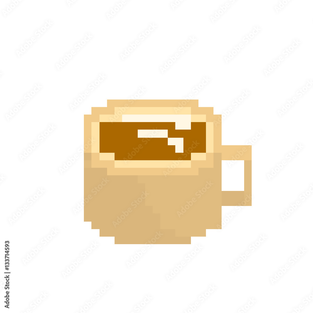 Pixel Cup of Coffee Stock Vector | Adobe Stock