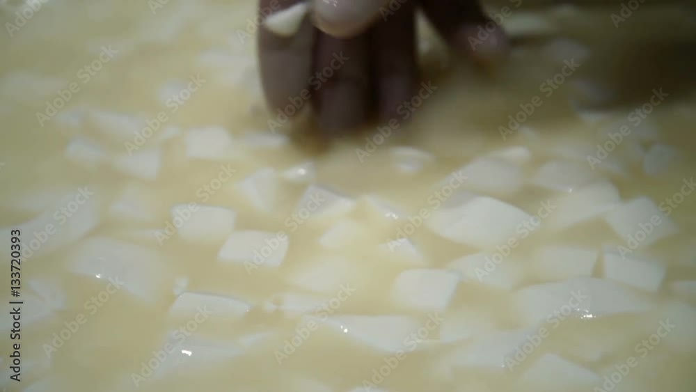 Production of Cheese with Mold . The Cheese-maker checks the Quality of ...