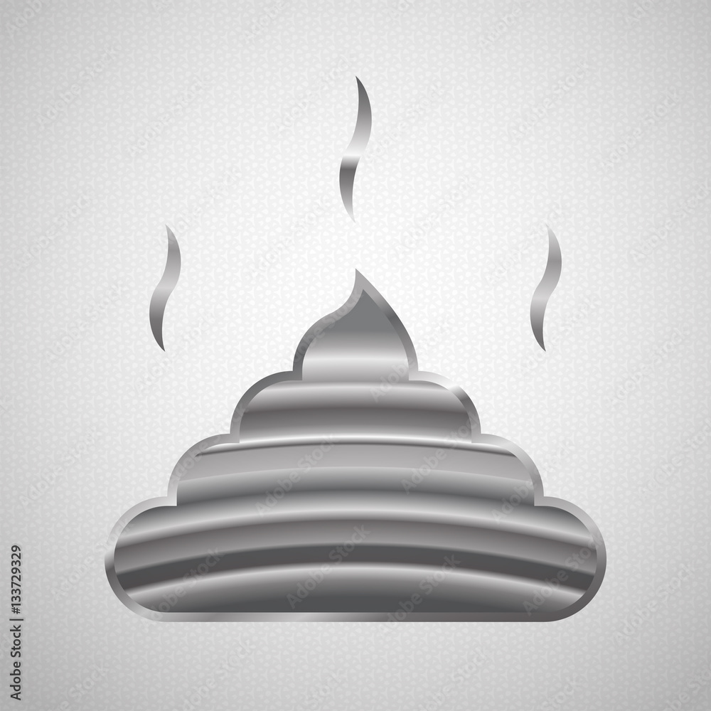 shit. metallic shiny aluminum steaming pile of shit on a patterned ...