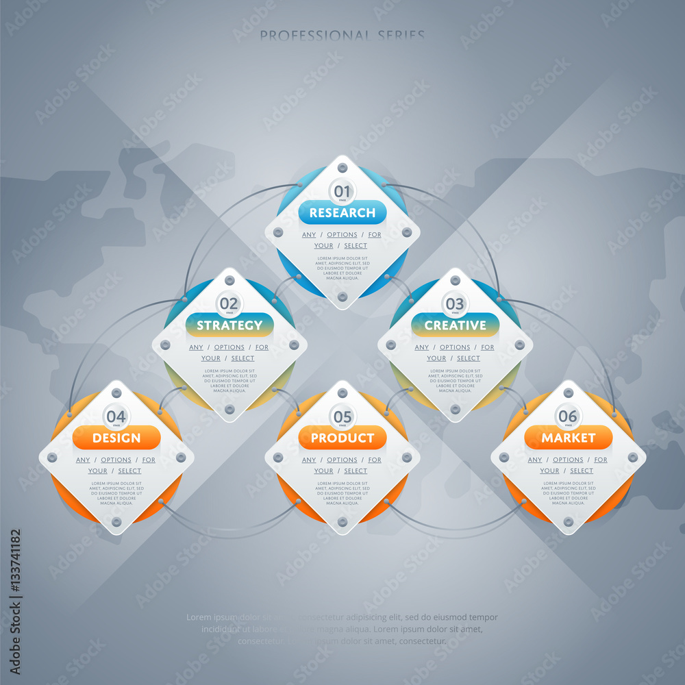 Business infographics concept vector illustration. Six stage ...