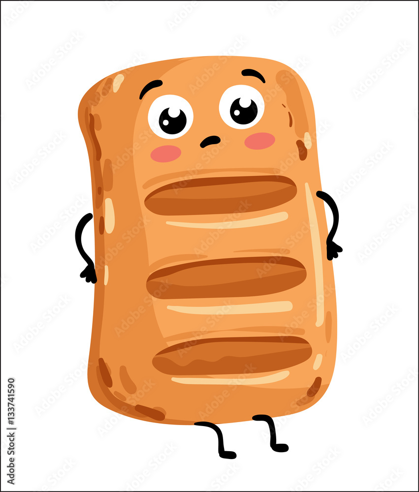 Cute puff pastry cartoon character isolated on white background vector ...