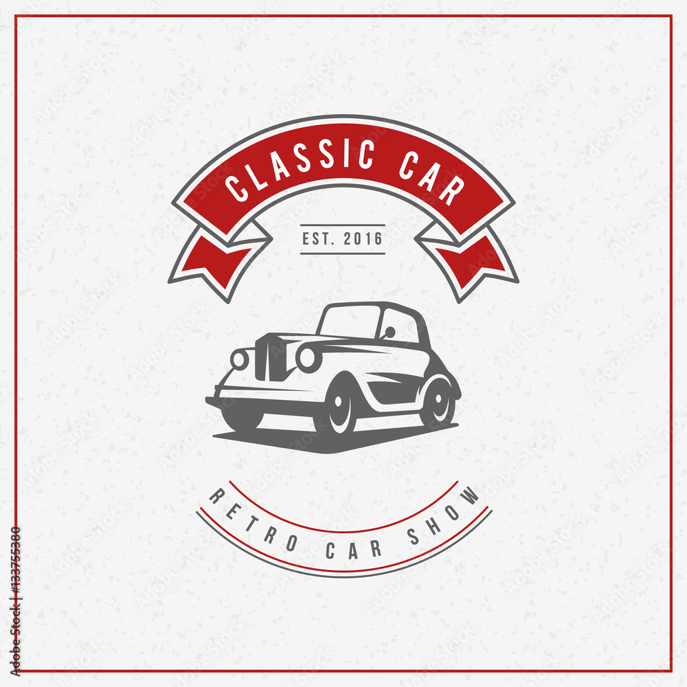 Classic car logo, emblem, badge. Service car repair, car restoration ...