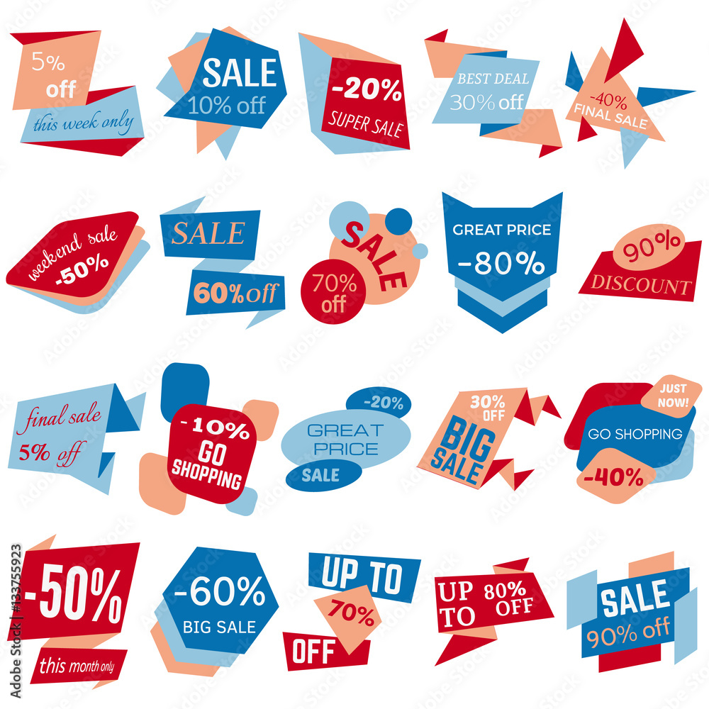 Set of Sale Discount Labels, Tags, Emblems. Web collection of stickers ...