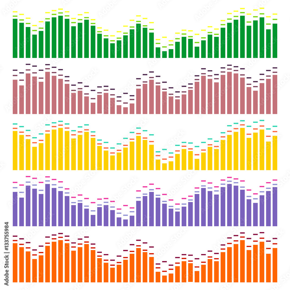 Sound waves vector set. Audio equalizer. Sound & audio waves isolated on white background. Stock ...