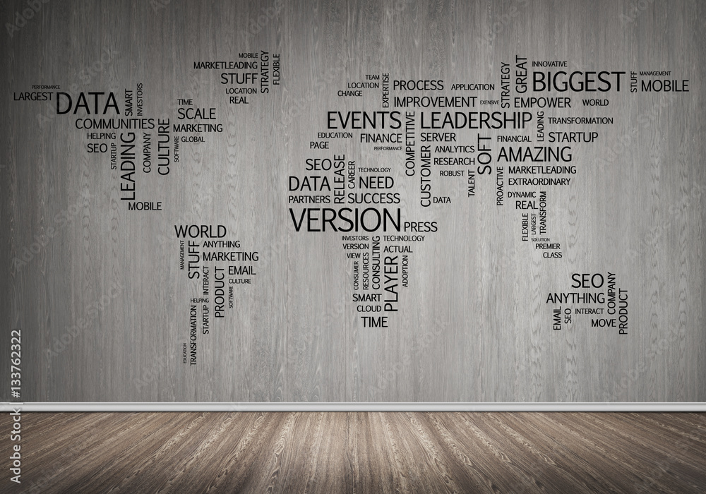 World map in typography Stock Photo | Adobe Stock