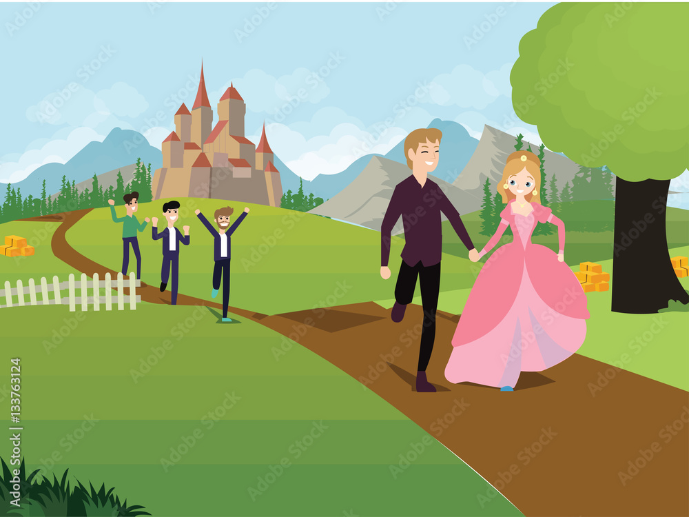 running princess, castle Stock Vector | Adobe Stock