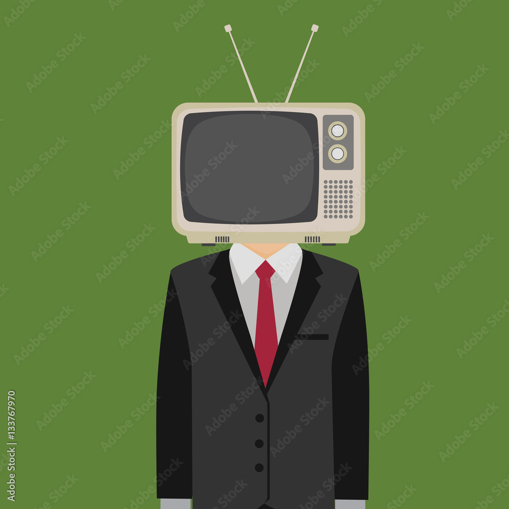 The Mind Control My Media Illustration, People with television in his ...