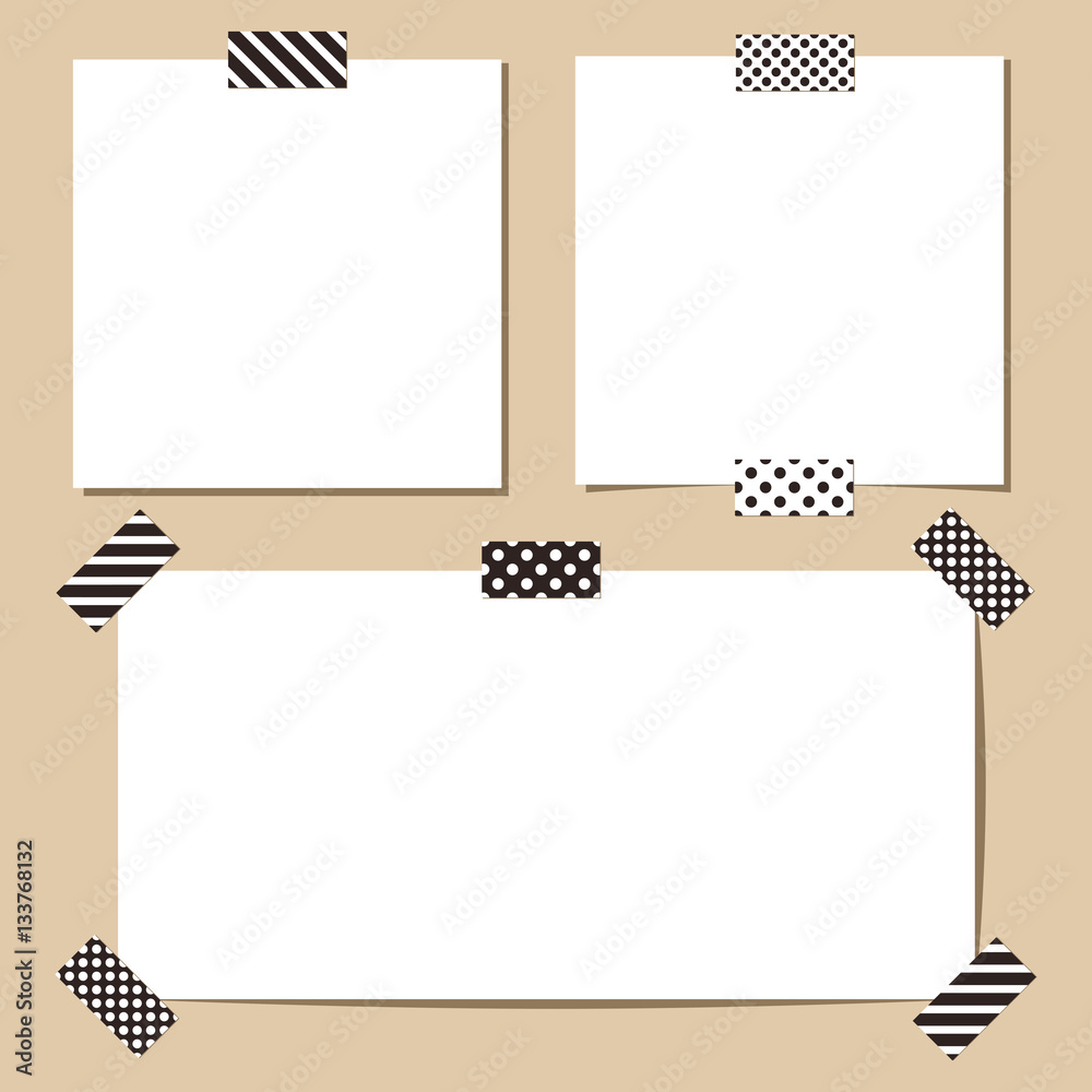 Set of different vector paper stickers with scotch tape. Collection of ...