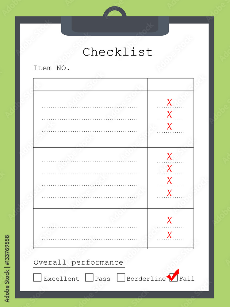 checklist form with evaluation scale Stock Illustration | Adobe Stock