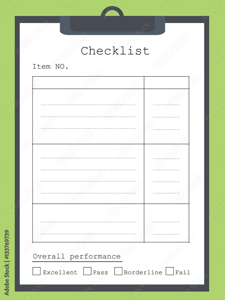checklist form with evaluation scale Stock Illustration | Adobe Stock