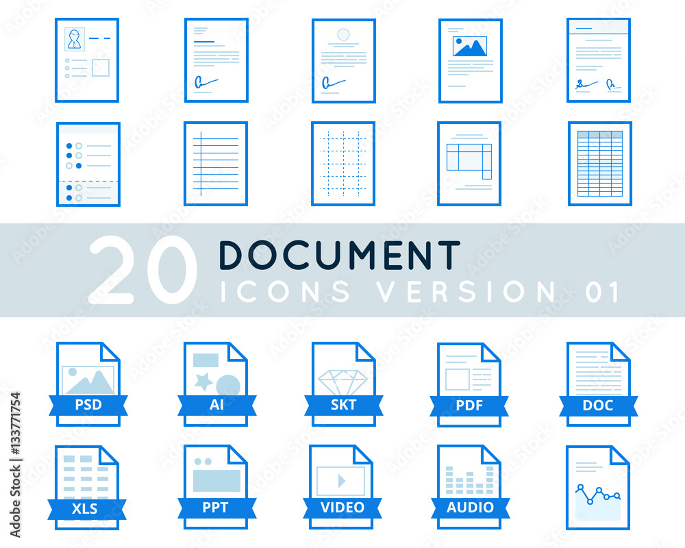 Document Icon Set Stock Vector | Adobe Stock