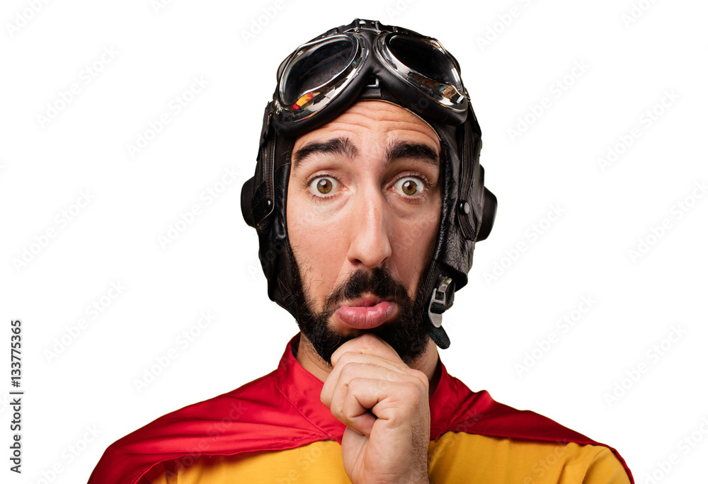 crazy super hero confused face Stock Photo | Adobe Stock