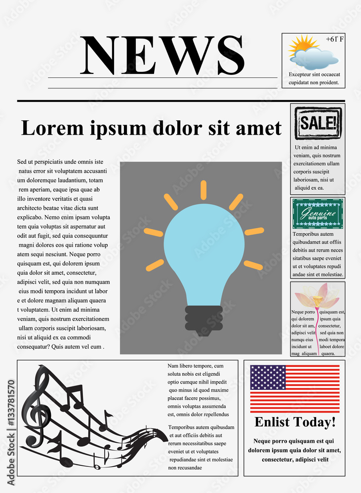 Newspaper page Stock Vector | Adobe Stock