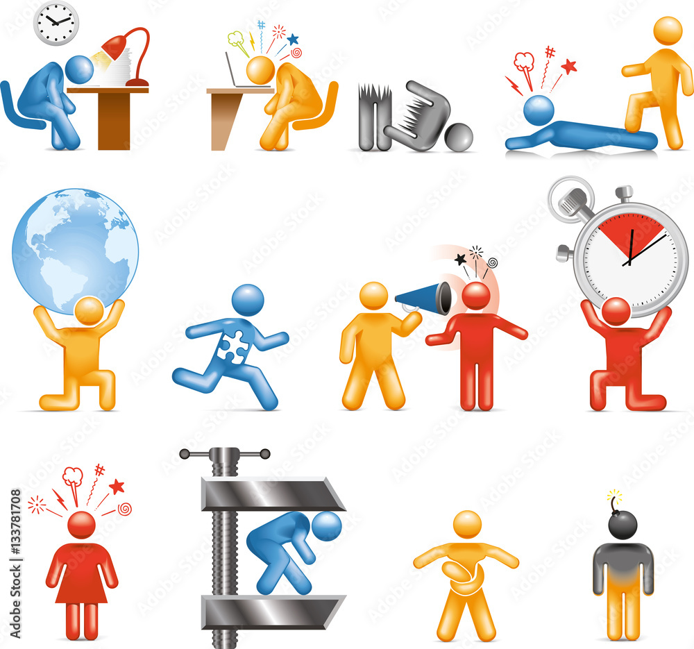 Stress Icon Set Stock Vector | Adobe Stock