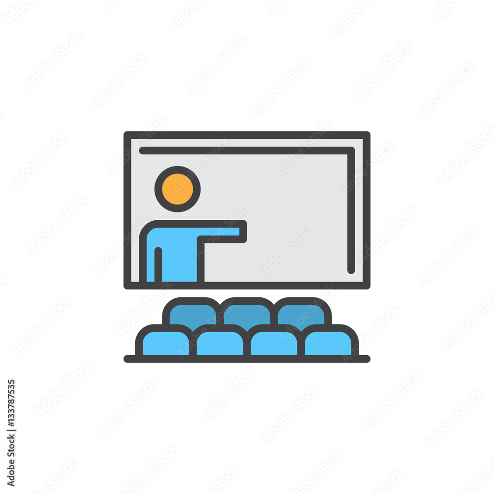 Training seminar line icon, filled outline vector sign, linear colorful ...