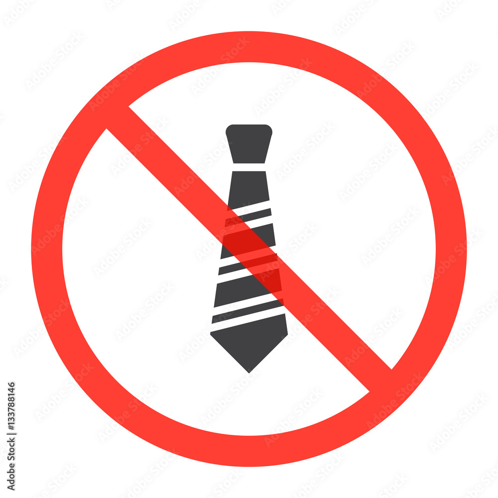 Tie icon in prohibition red circle, No business style of dress ban or ...