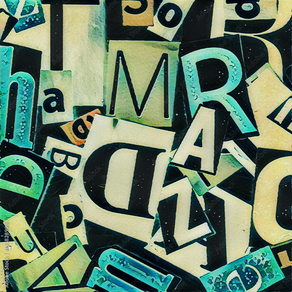 grunge collage of letters background and texture Stock Illustration ...