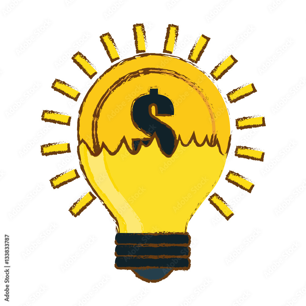 bulb light with money sign over white background. vector illustration ...